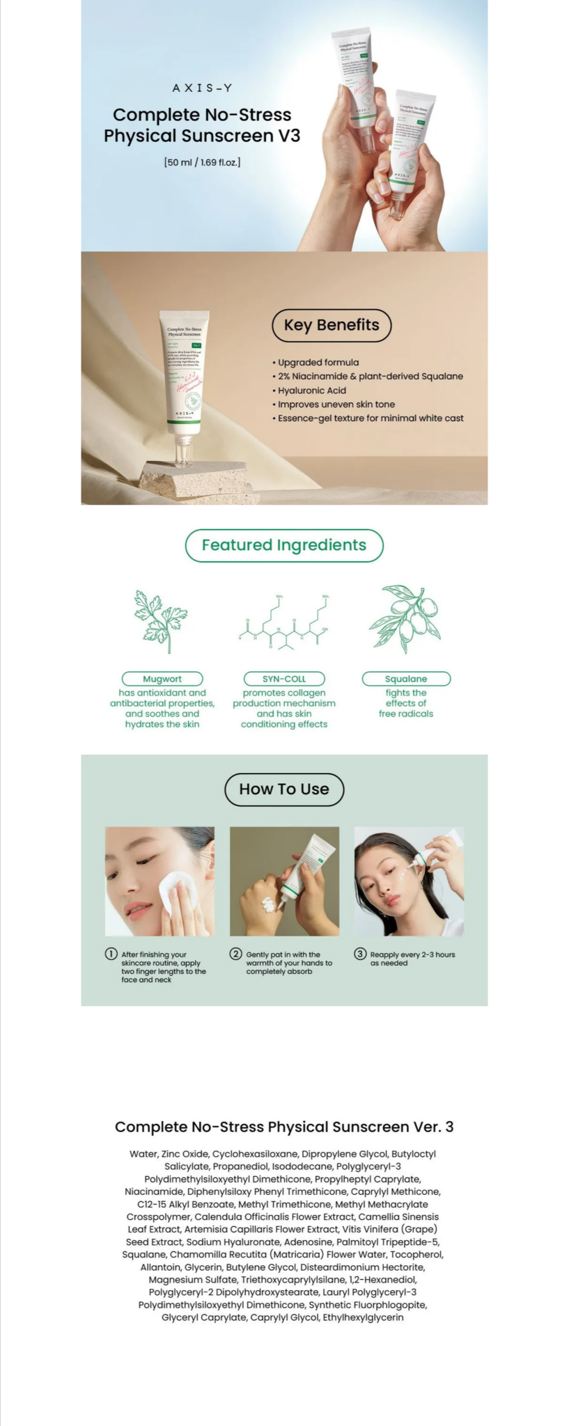 AXIS-Y Complete No Stress Physical Sunscreen SPF 50+ PA++++ Canada | #1 ...